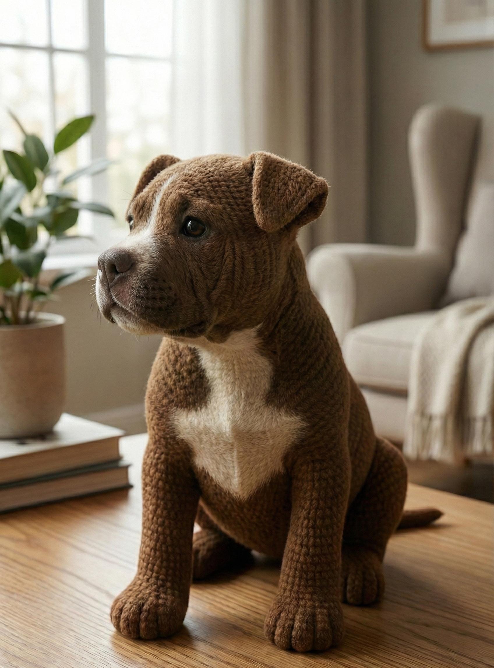 Realistic Pitbull Puppy Amigurumi Pattern PDF • Crochet Brown Dog ...