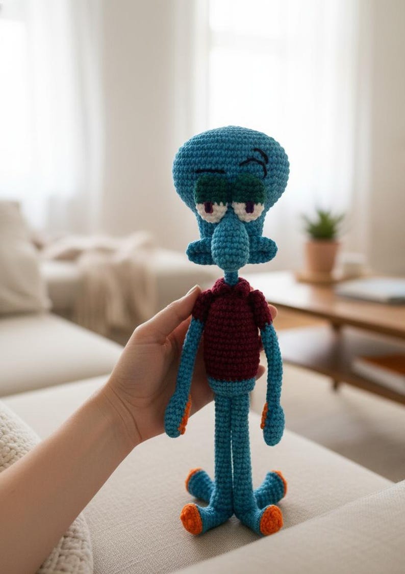 Cartoon Octopus Crochet Pattern PDF, Squidward Inspired Amigurumi Toy ...