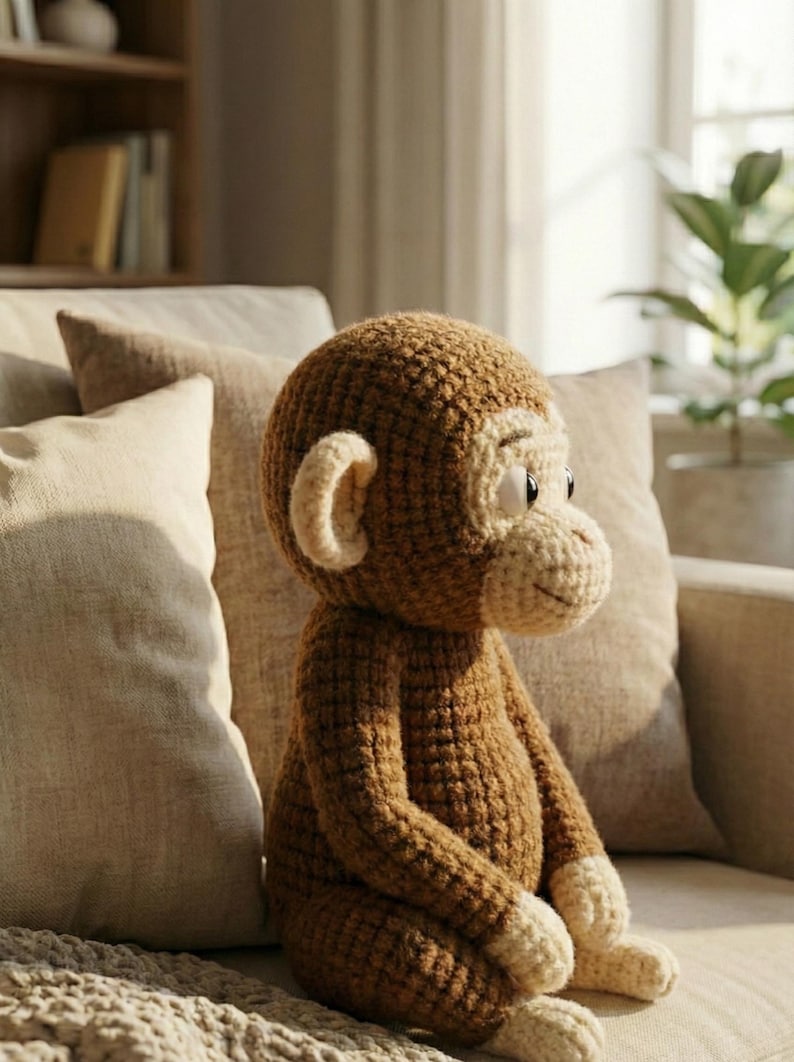 Patrón de mono amigurumi en PDF, mono de peluche realista, patrón de ...