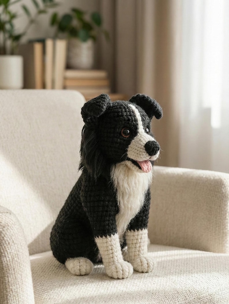 Realistic Border Collie Amigurumi Pattern - Crochet Dog PDF, Black and ...