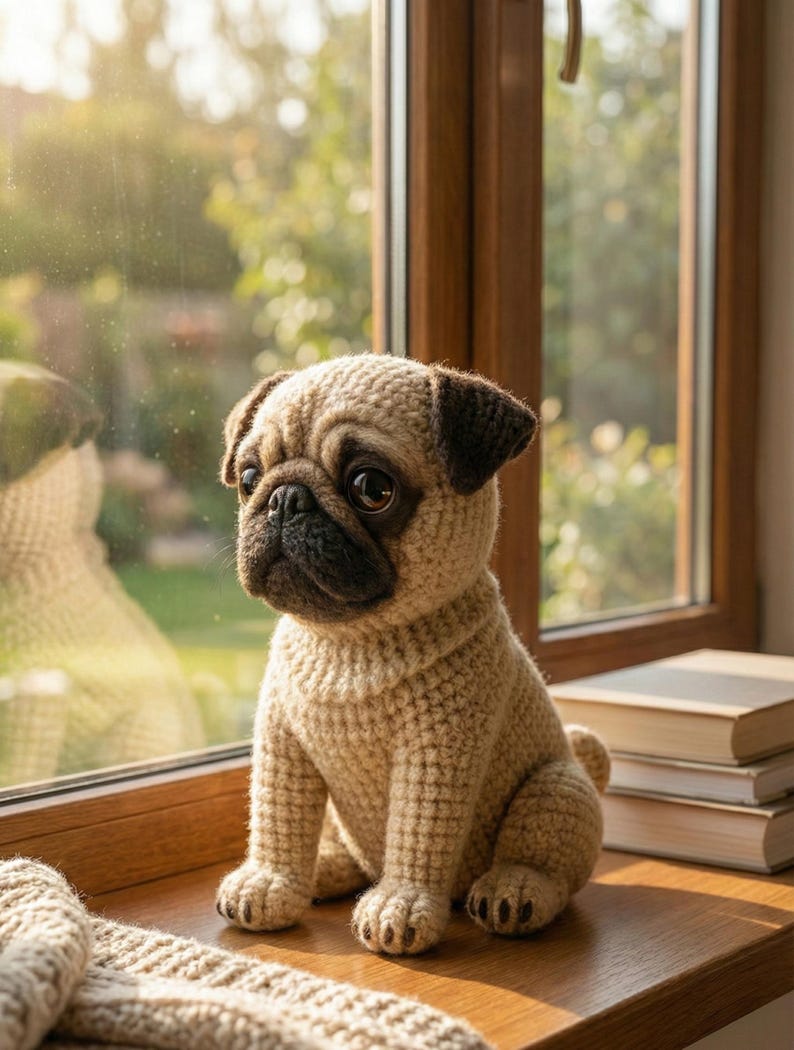 Realistic Pug Amigurumi Crochet Pattern PDF, Lifelike Dog Plush ...