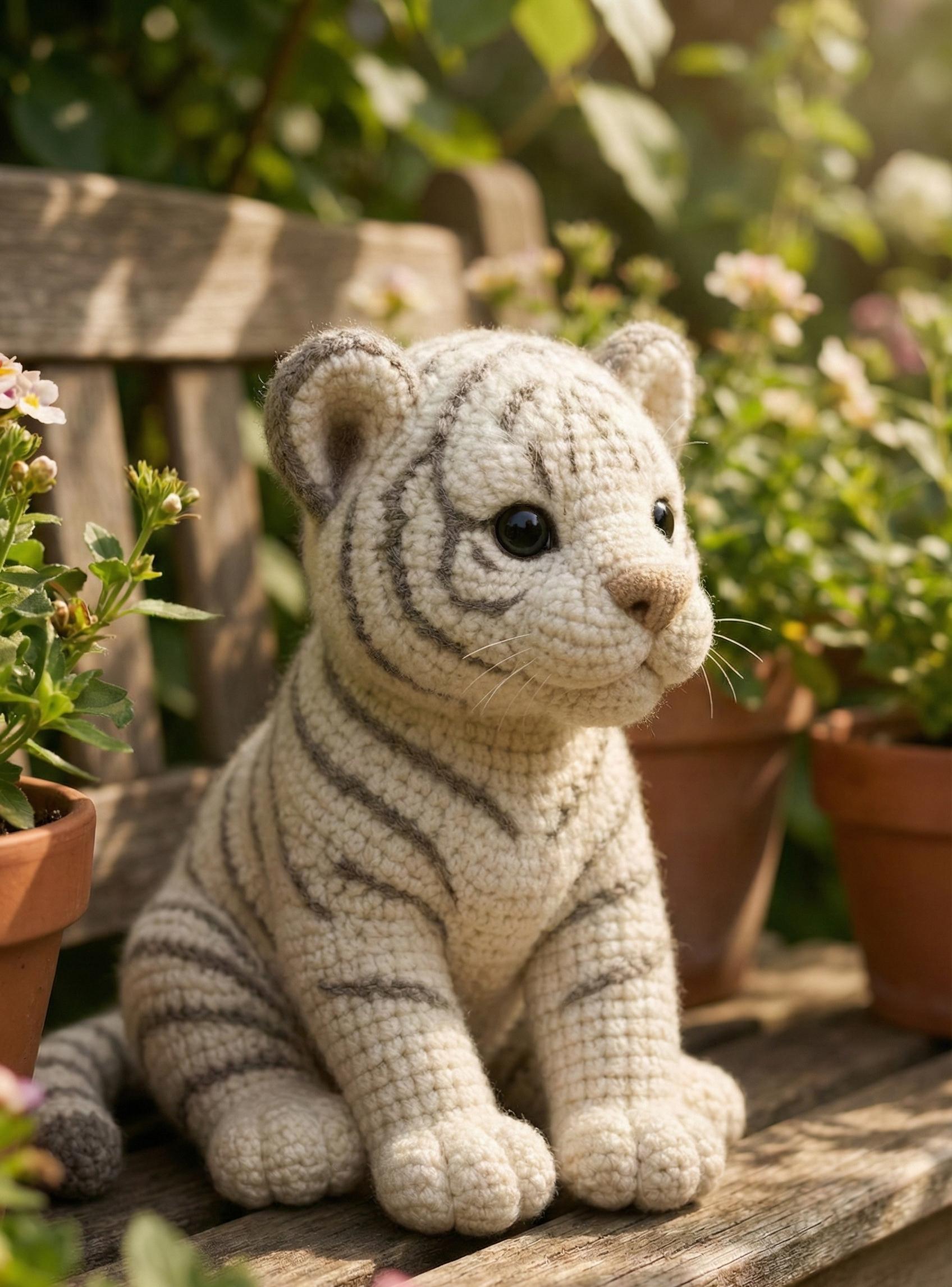 Realistic White Tiger Cub Amigurumi Crochet Pattern PDF – Cute Sitting ...