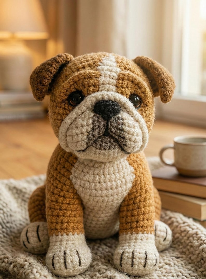 Bulldog Amigurumi Crochet Pattern PDF, Realistic Bulldog Plush Dog ...
