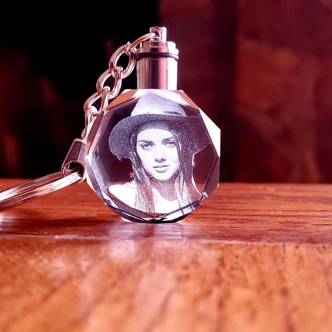 Personalized Crystal Keychain With Photo | Custom Engraved Keyring Gift ...