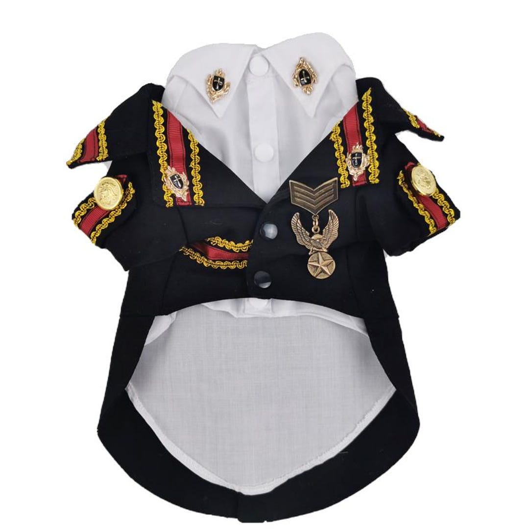 Military Style Dog Costume, Formal Dog Outfit With Medals and Buttons ...