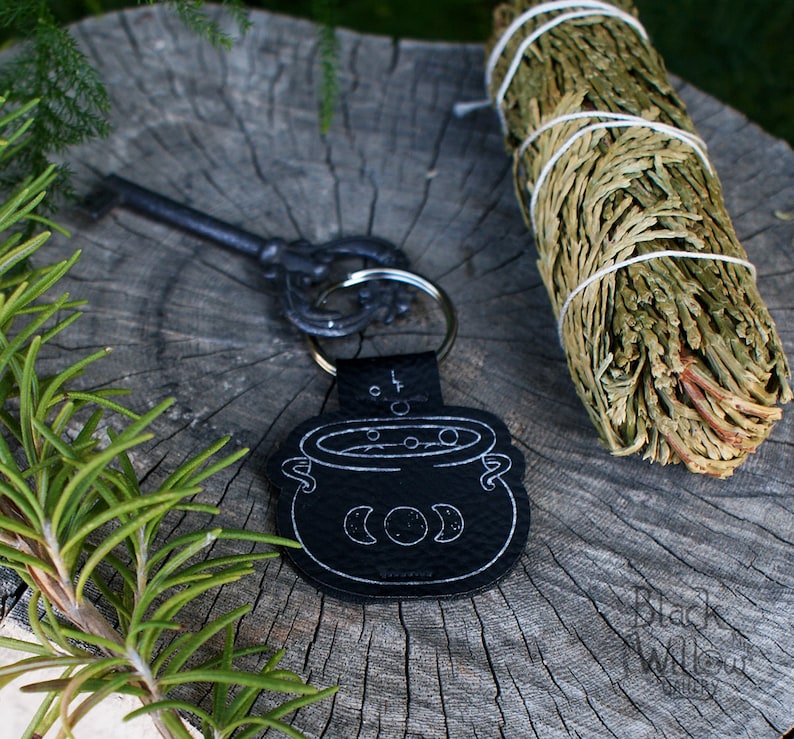 Cauldron Faux Leather Keychain - Etsy