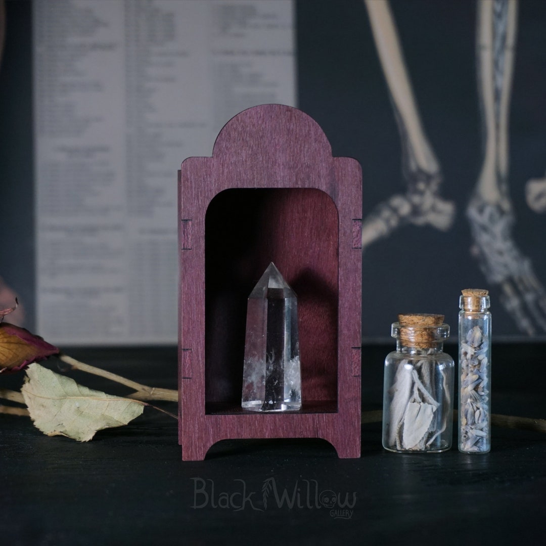 Small Purple Heart Niche Solid Wood Crystal Display - Etsy