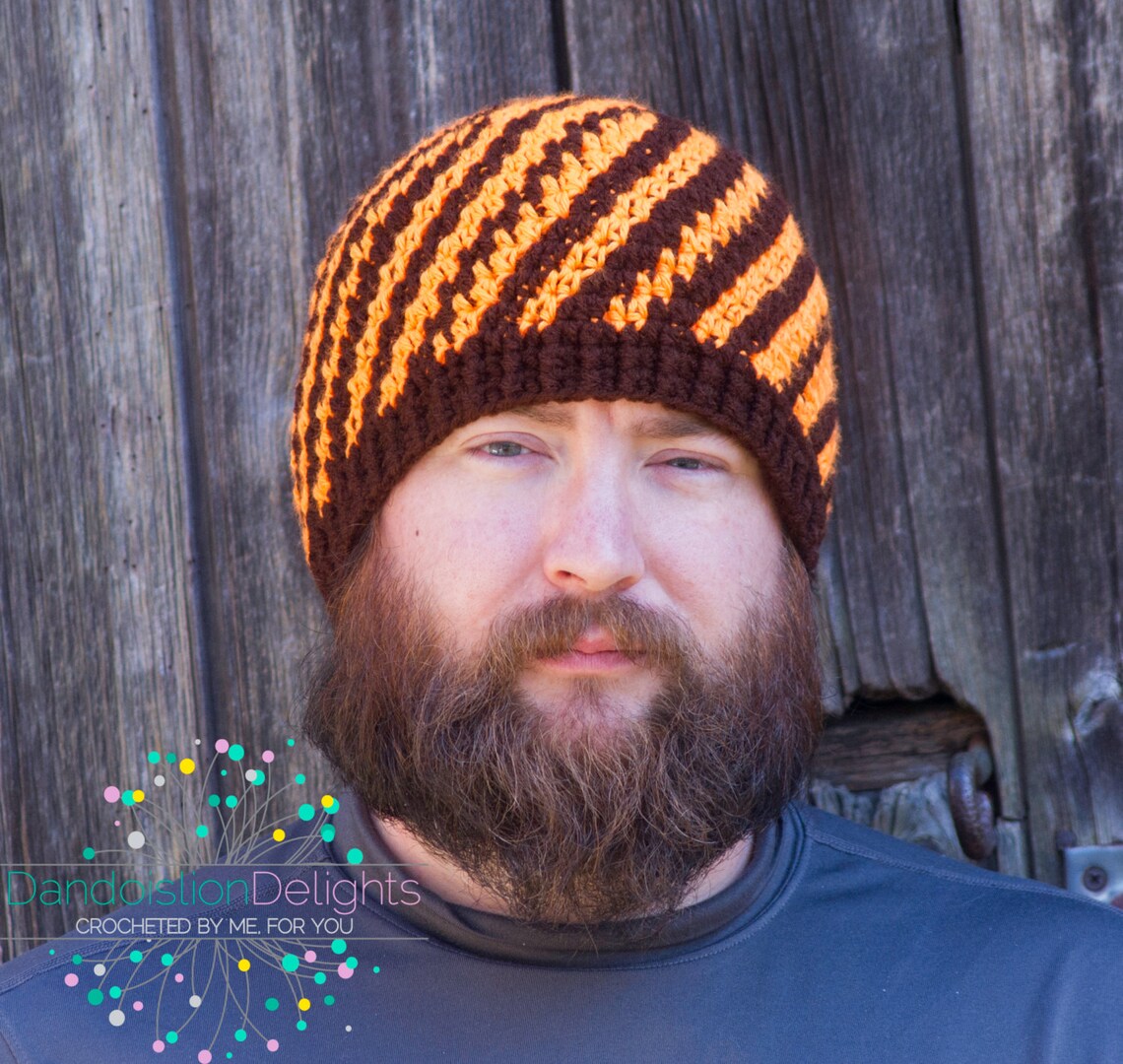 Swirl Crochet Beanie Tribal Typhoon Toque Brown & Orange - Etsy