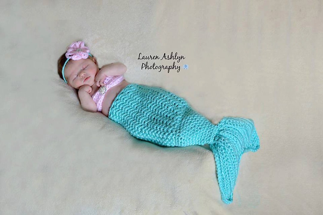 Newborn Mermaid Set MADE TO ORDER, Crochet Mermaid Tail, Baby Mermaid ...