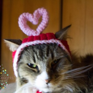 Valentine's Heart Hat Crochet Hat for Your Pet -- Cat, Small Dog, or ...