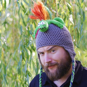 Lizard Hat MADE TO ORDER Crochet Gecko, Hat Mohawk Lizard, All Sizes ...