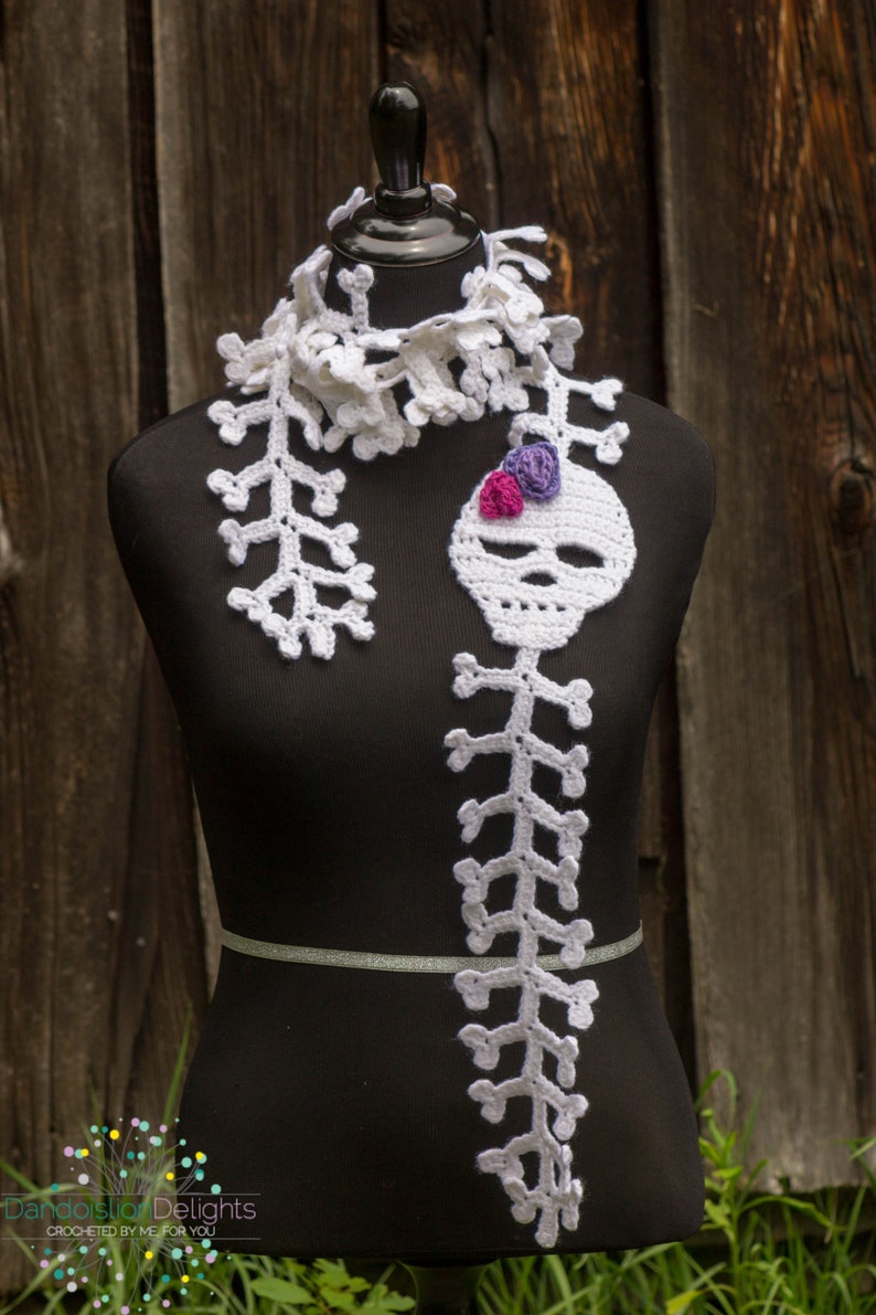 Skull & Spine Scarf, MADE TO ORDER, Free Shipping, Skeleton Scarf ...