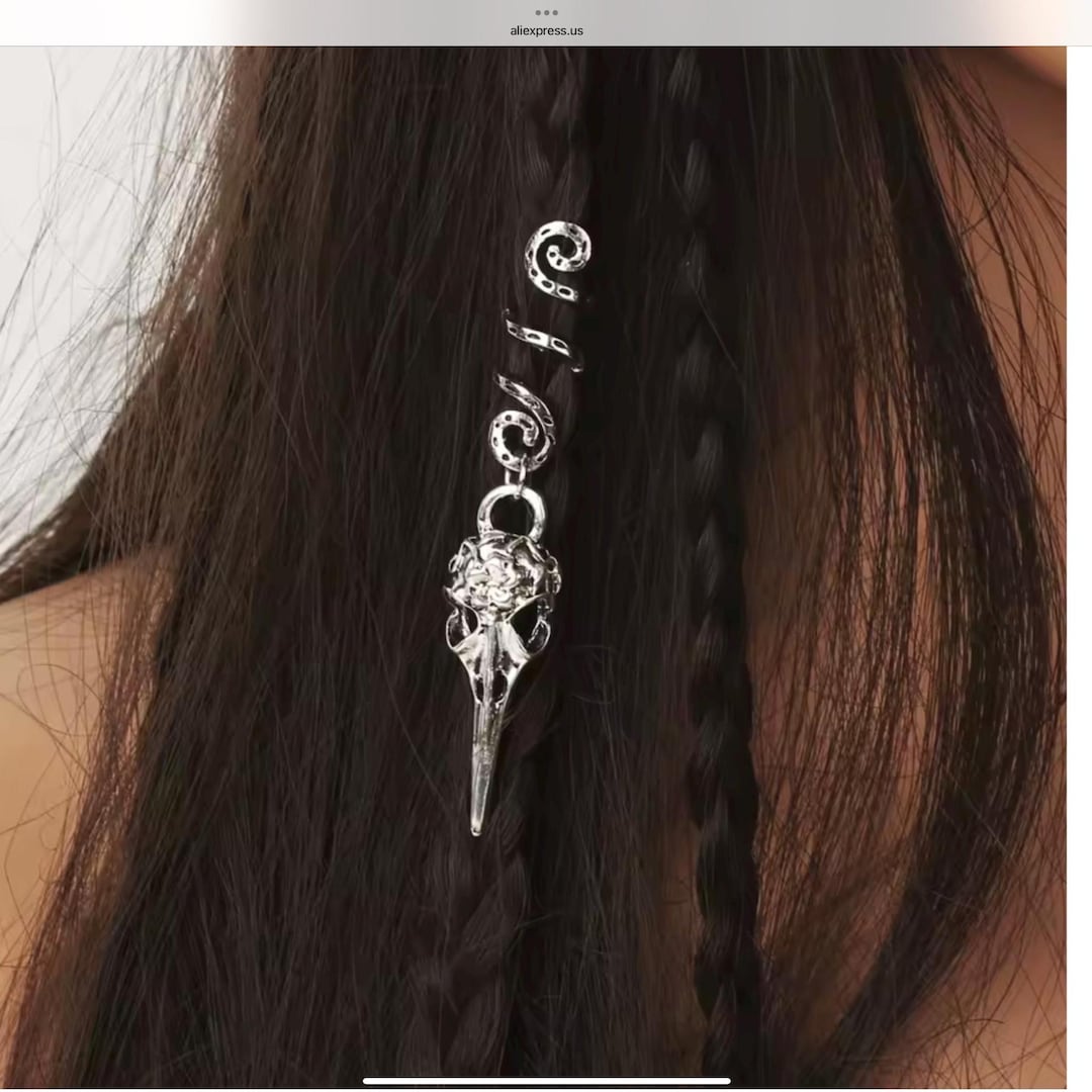 Raven Skull Hair Spiral Charms Braids Twist Clip Set of 2 - Etsy