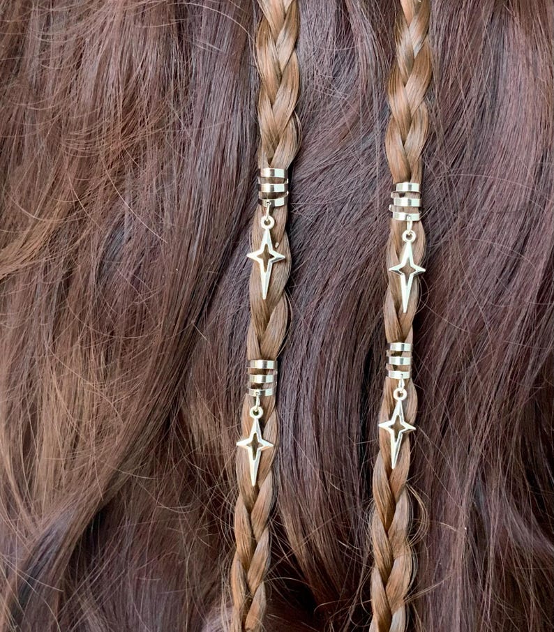 Cross Star Silver Tone Hair Spiral Charms Braids Twist Clip Set of 4 ...