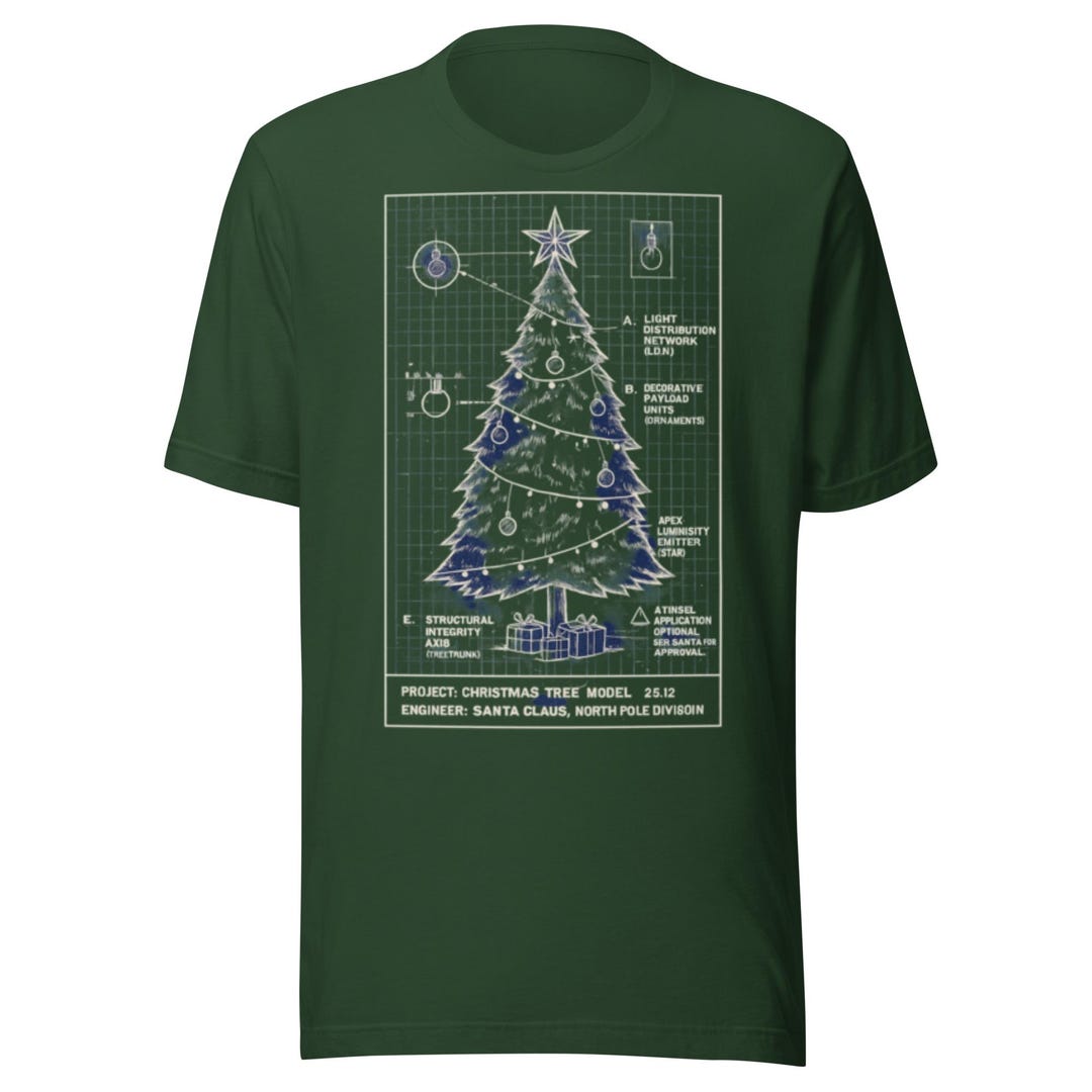 Christmas Tree Blueprint Shirt | Funny Holiday Engineering Tee | Santa ...