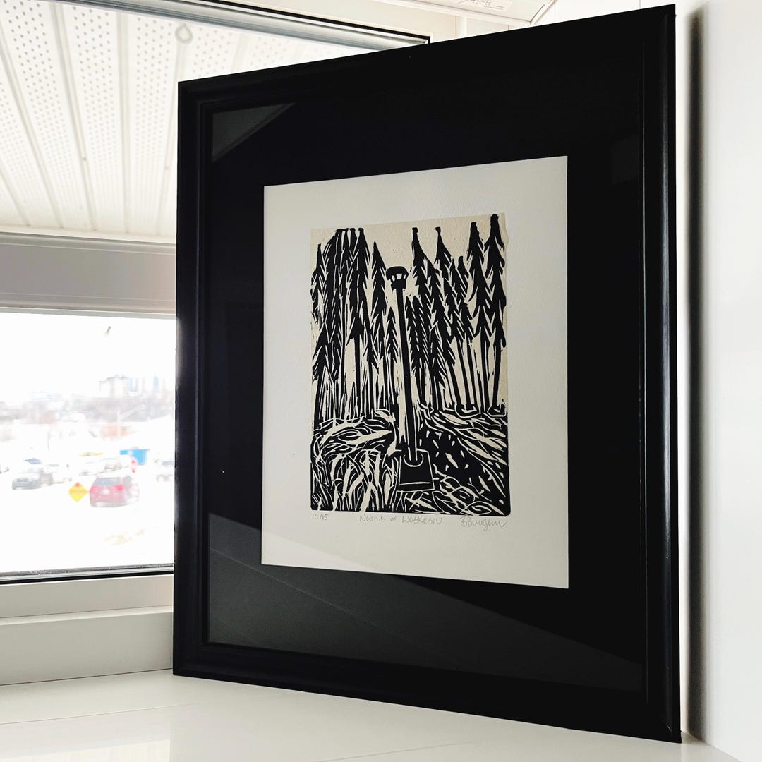 Original Handmade Linocut Print Narnia or Waskesiu, Forest Wall Art ...