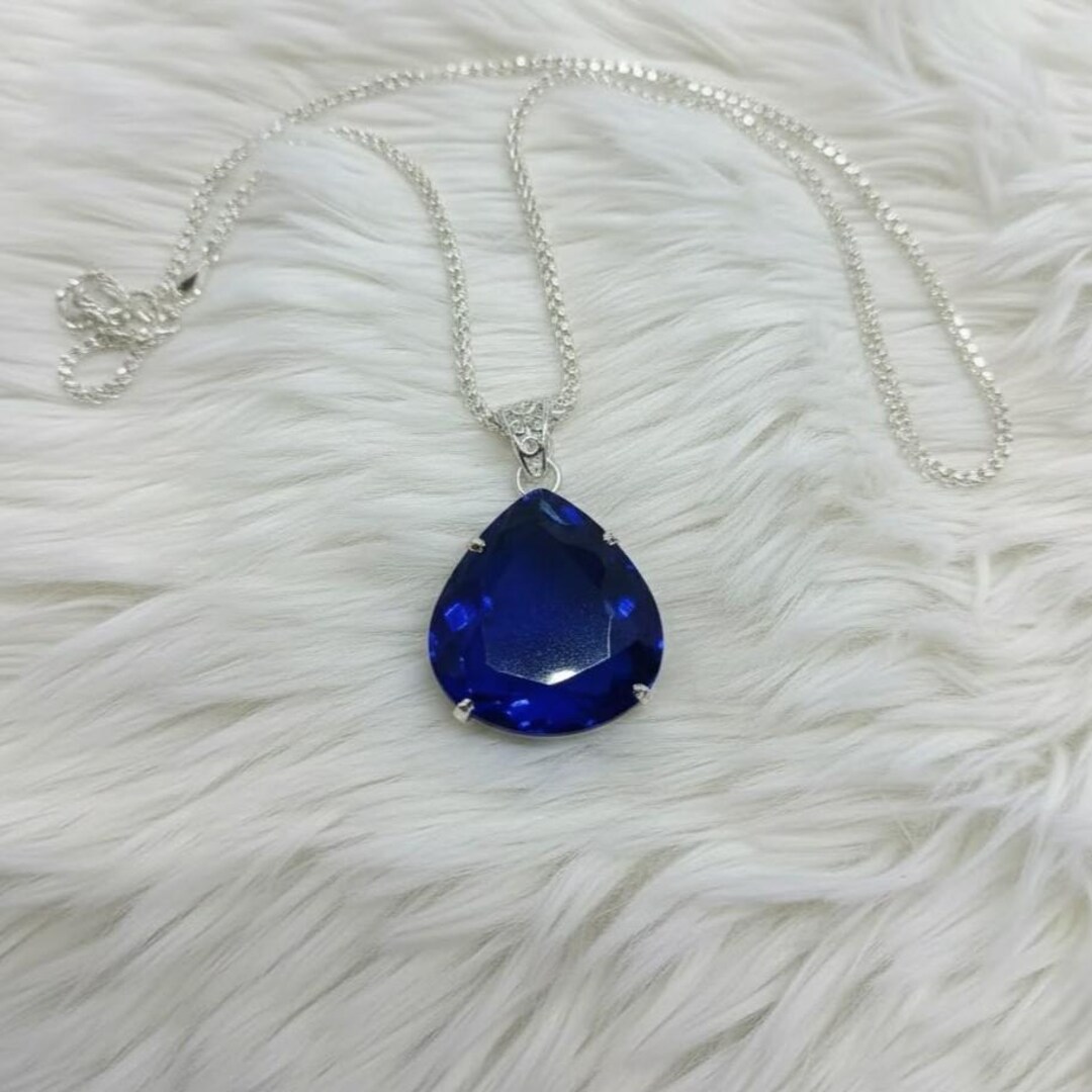 Buy Handmade Blue Sapphire Pendant Necklace 90-100ct | Pear Cut Royal ...
