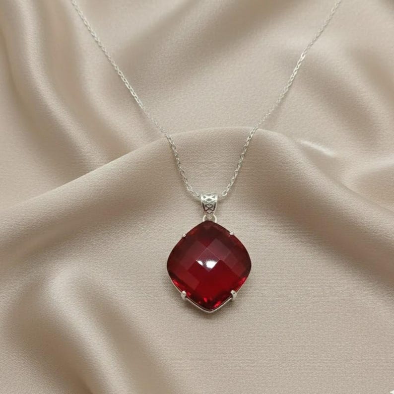 Handmade Red Ruby Sterling Silver Pendant – July Birthstone Necklace - Etsy