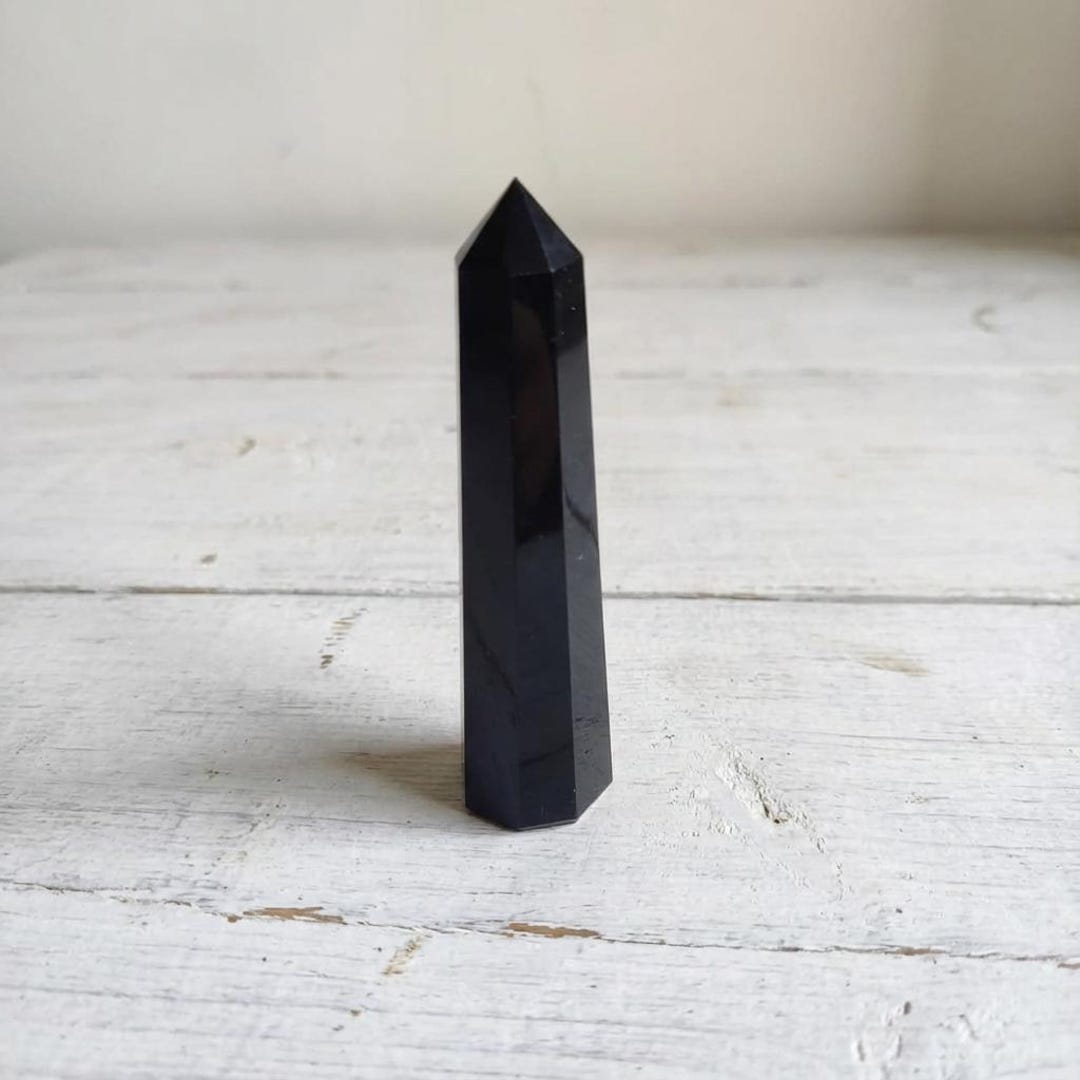 Black Obsidian Wand Crystal | Certified Chakra Balancing Stone for ...