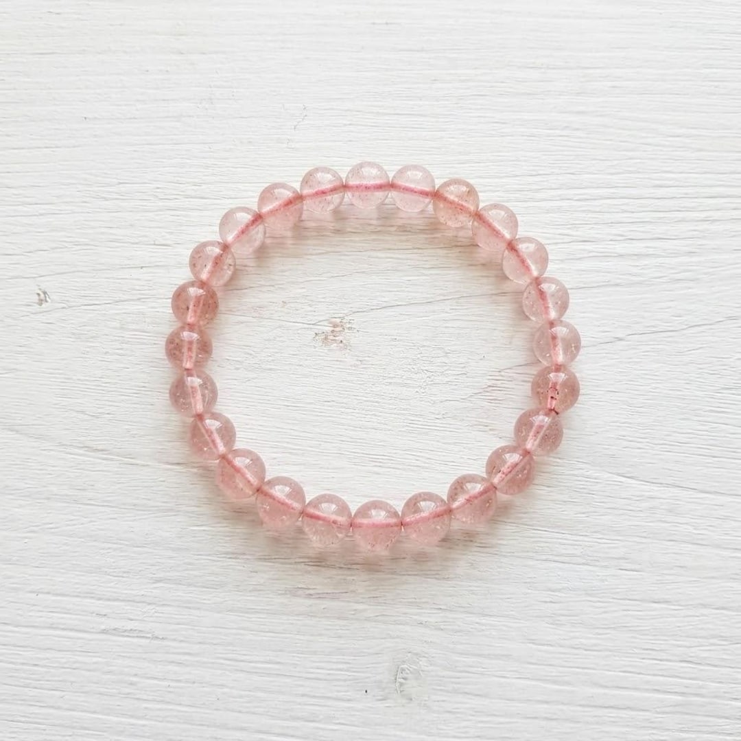 Handmade Cherry Quartz Bracelet | Certified Natural Pink Stone for ...