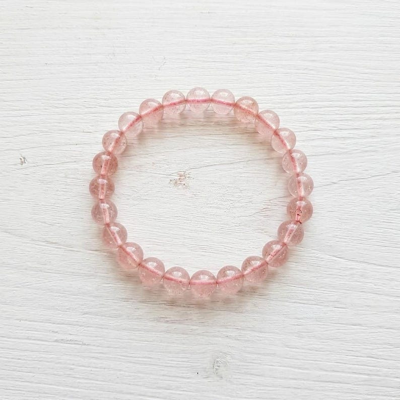 Handmade Cherry Quartz Bracelet | Certified Natural Pink Stone for ...