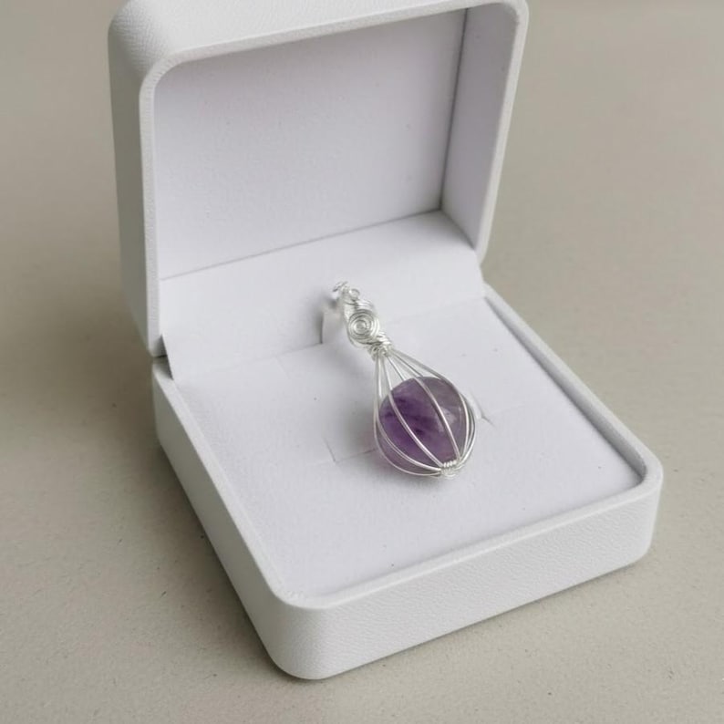 Buy Amethyst Ball Certified Pendant Necklace | Handmade Silver Wire ...