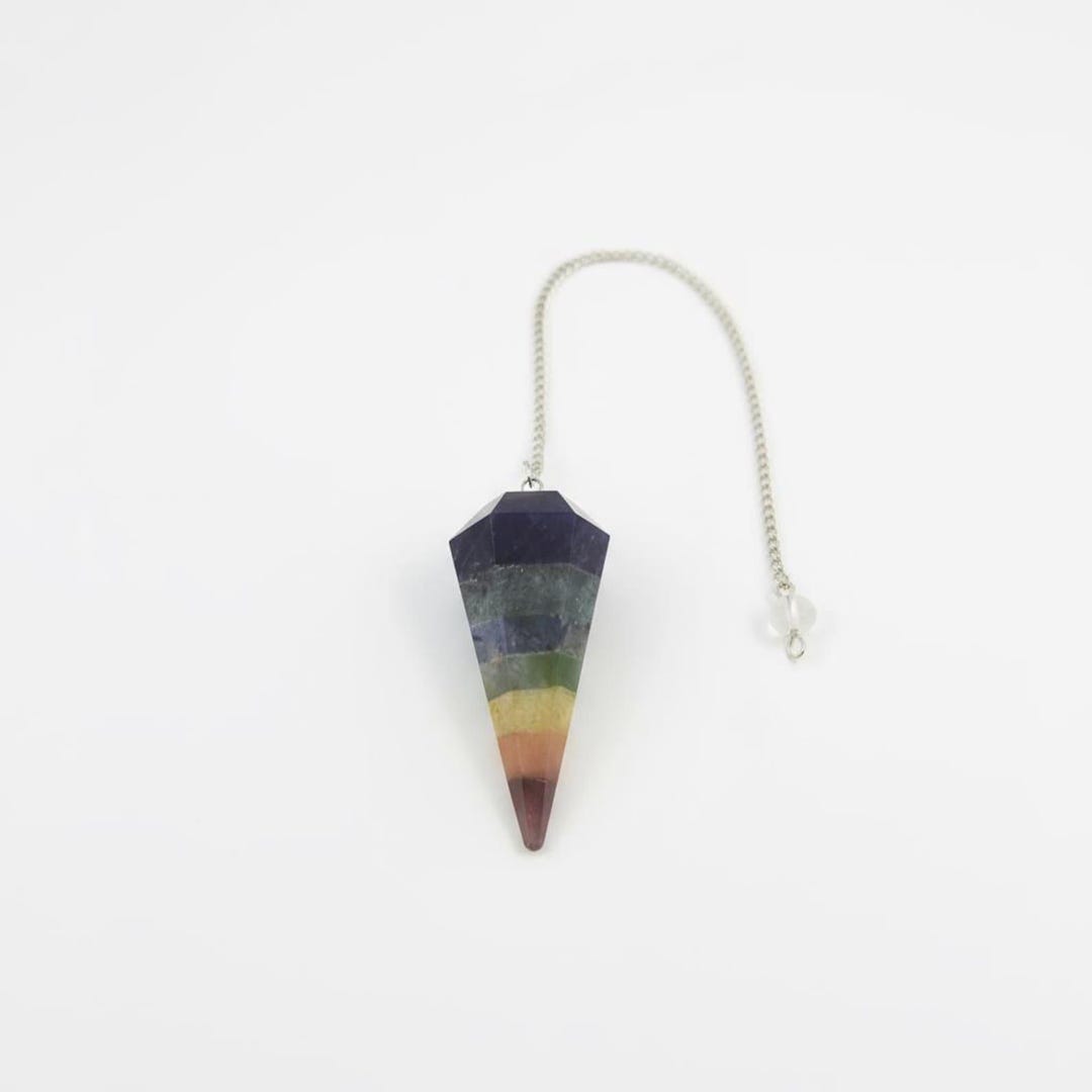 7 Chakra Crystal Pendulum | Faceted Cone Dowser for Energy Balance ...