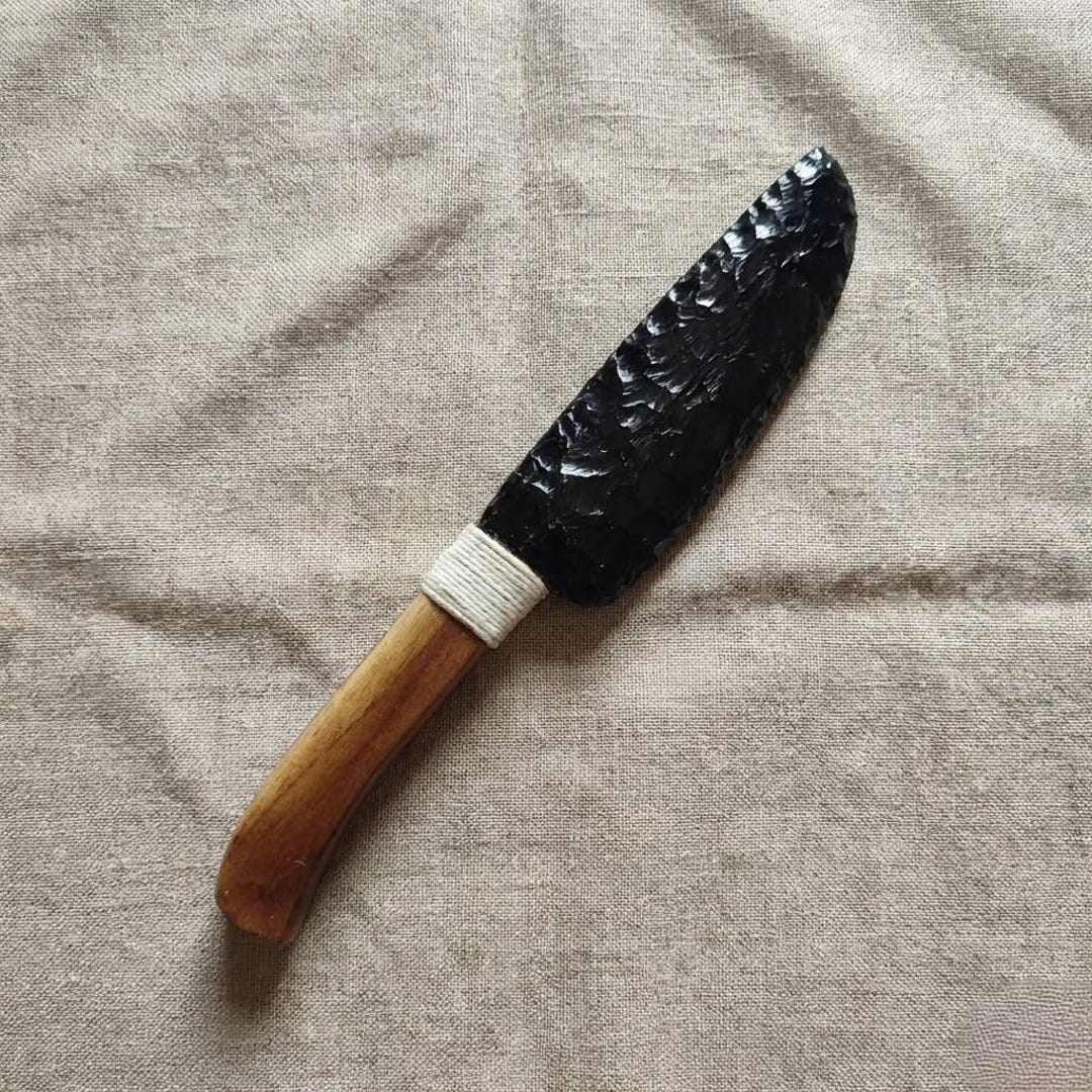 Buy Handmade Black Obsidian Athame Knife With Wood Handle, Spiritual ...