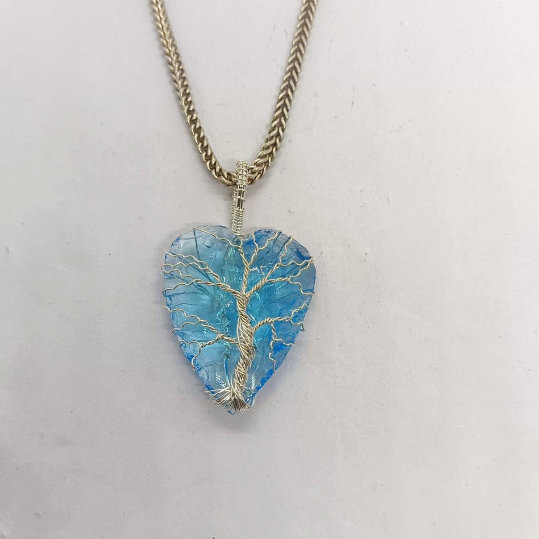 Buy Natural Blue Topaz Heart Pendant | Tree of Life Necklace | 55–60ct ...