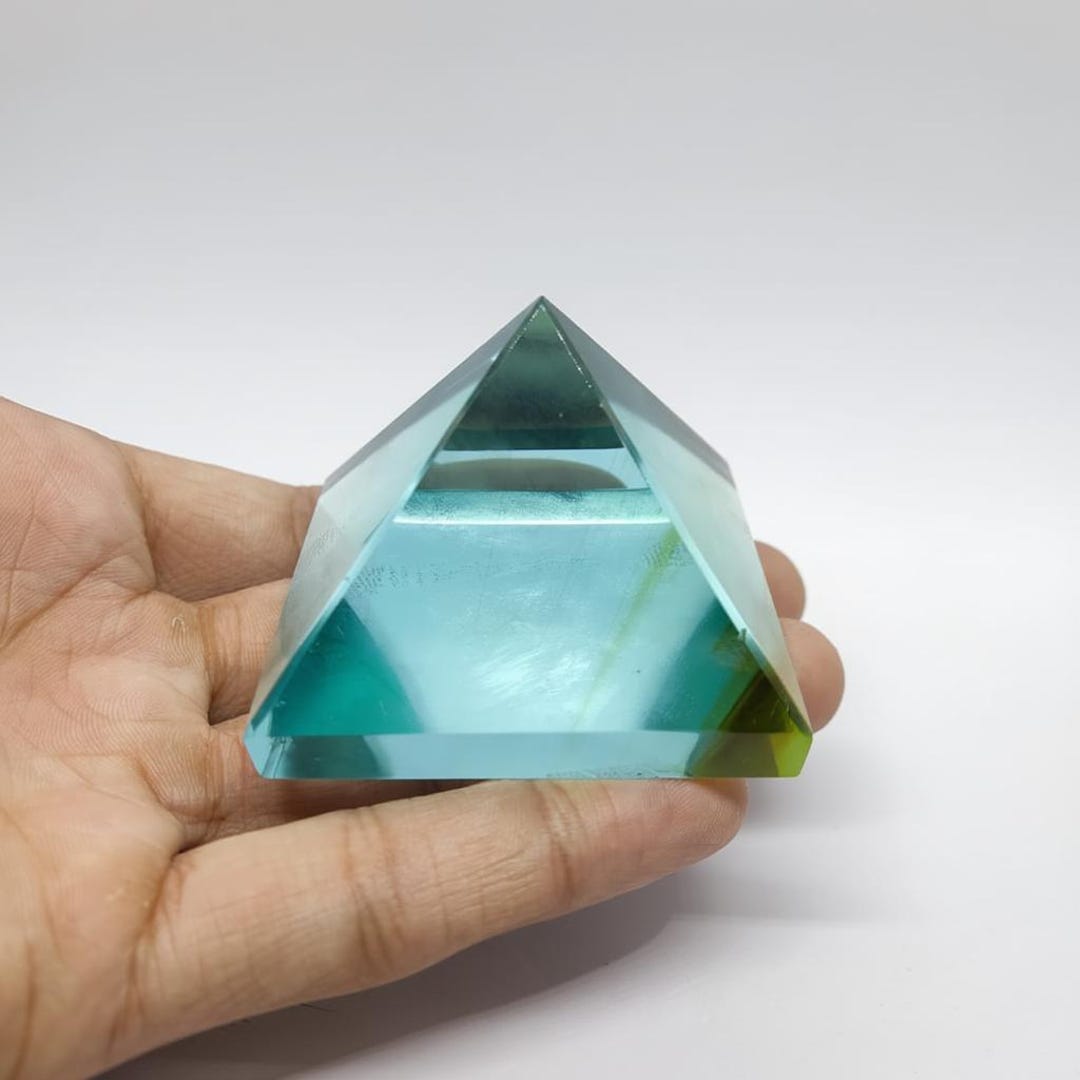 Certified Sky Blue Glass Pyramid | Spiritual Crystal for Energy Healing ...