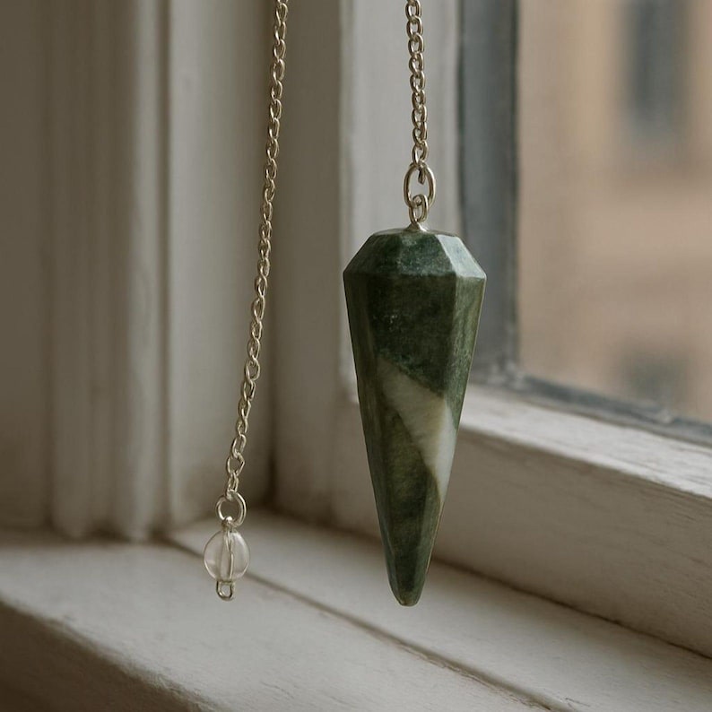 Buy Moss Agate Crystal Pendulum | Faceted Cone Dowser for Reiki Healing ...