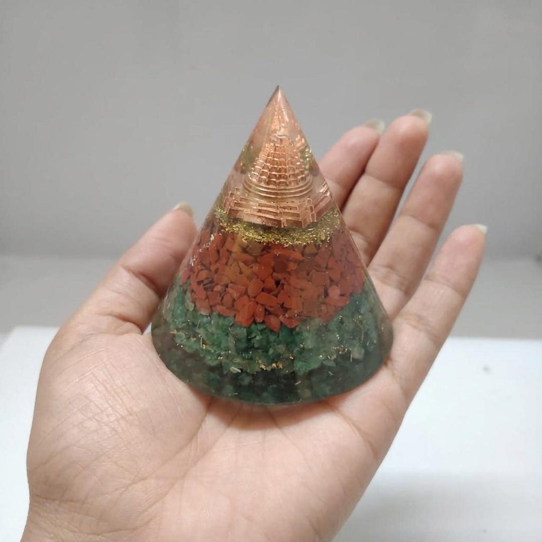 Handmade Orgonite Cone Pyramid With Red Jasper & Fuchsite – Crystal ...