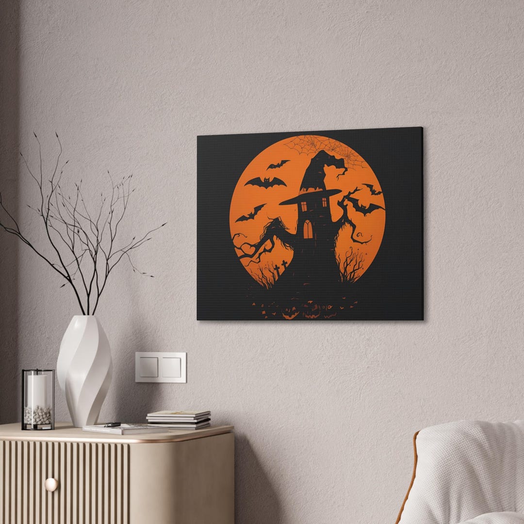 Spooky Haunted House Canvas Print: Halloween Wall Art - Etsy