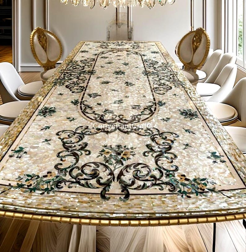 Handmade Makrana Marble Floral Table | White Marble Pietra Dura Inlay ...