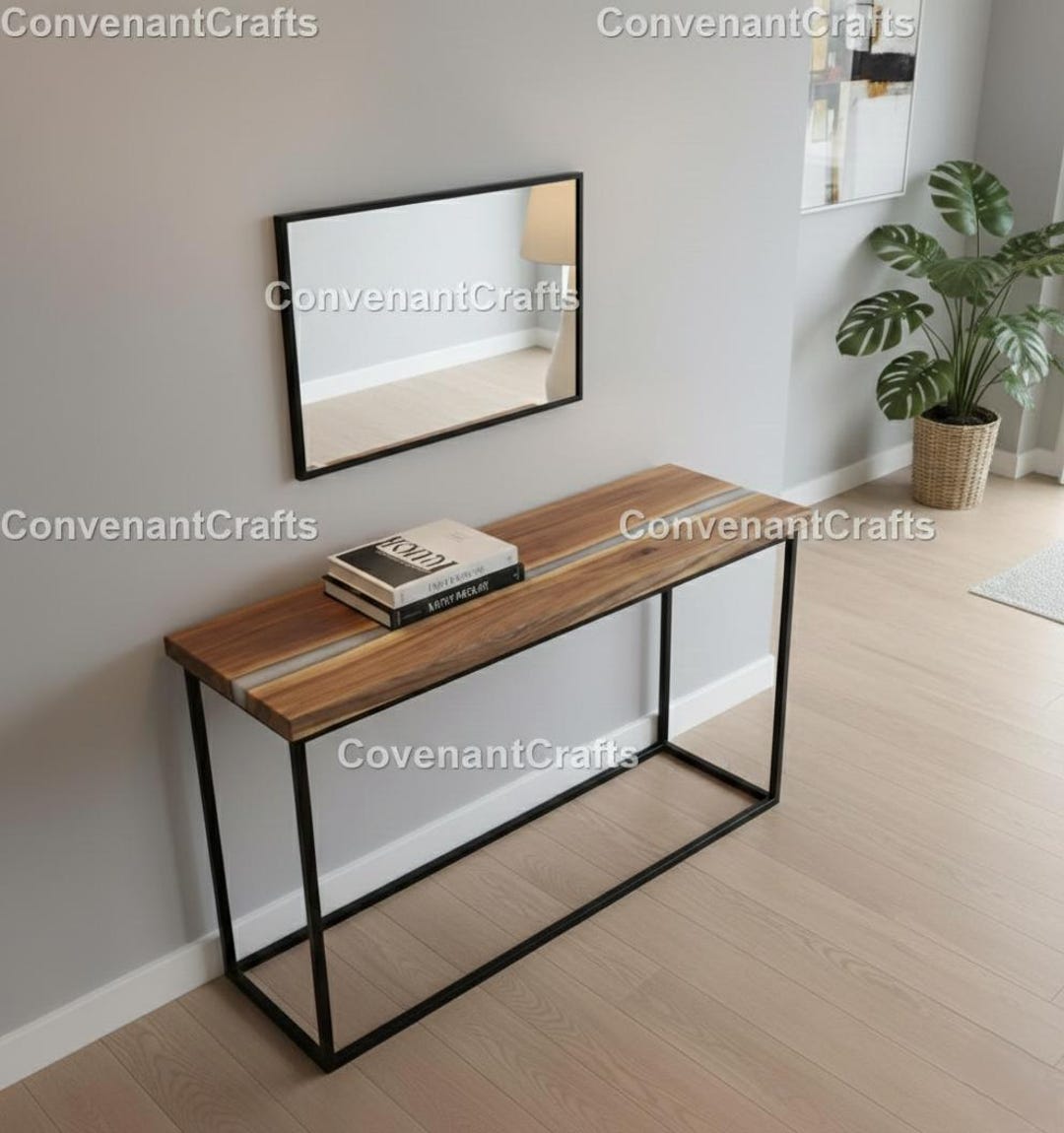 Modern Hardwood Minimalist Wood Console Table | Modern Natural Entryway ...