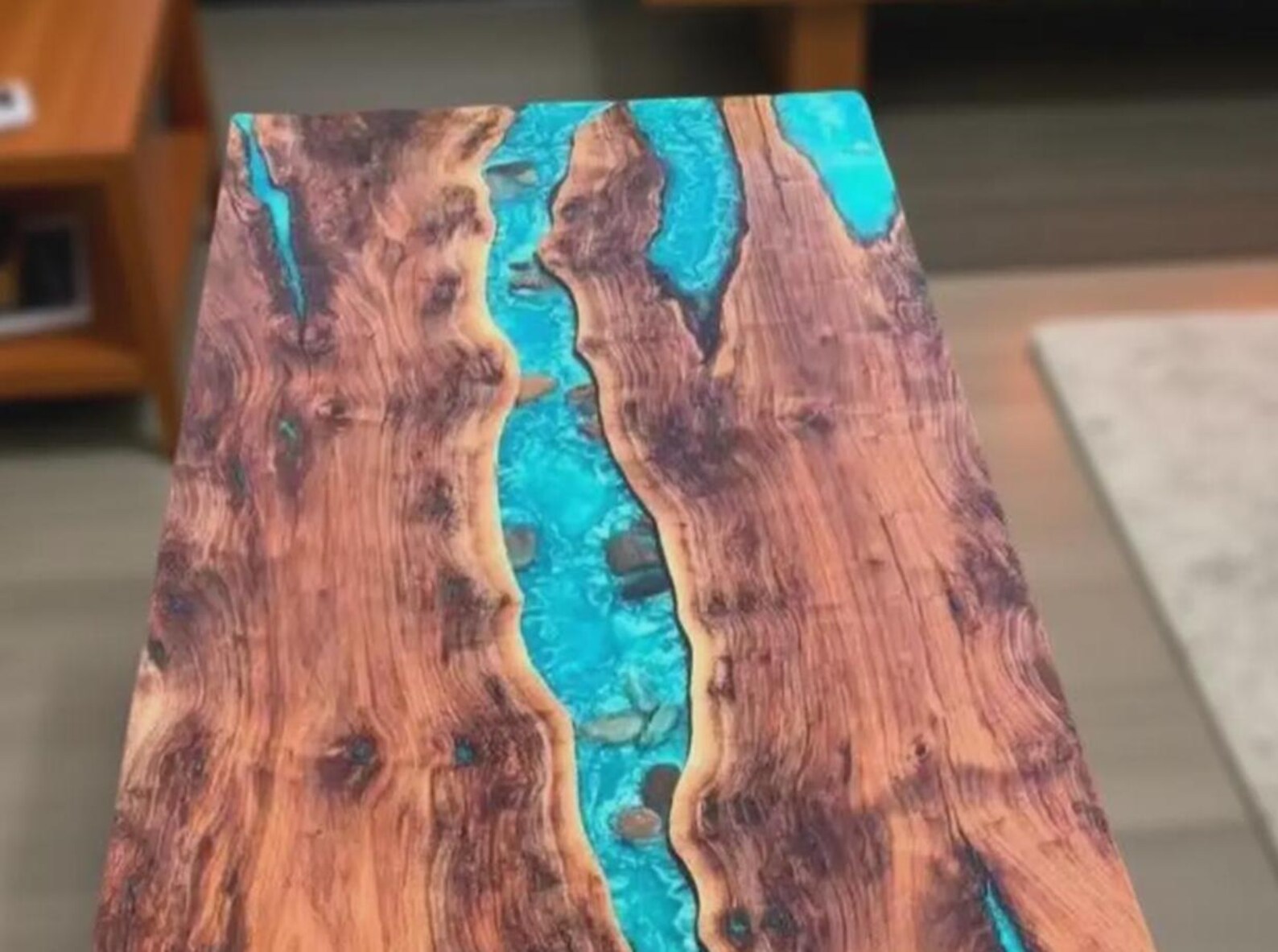 Handmade Turquoise Epoxy River Table Top – Live Edge Wood & Resin ...