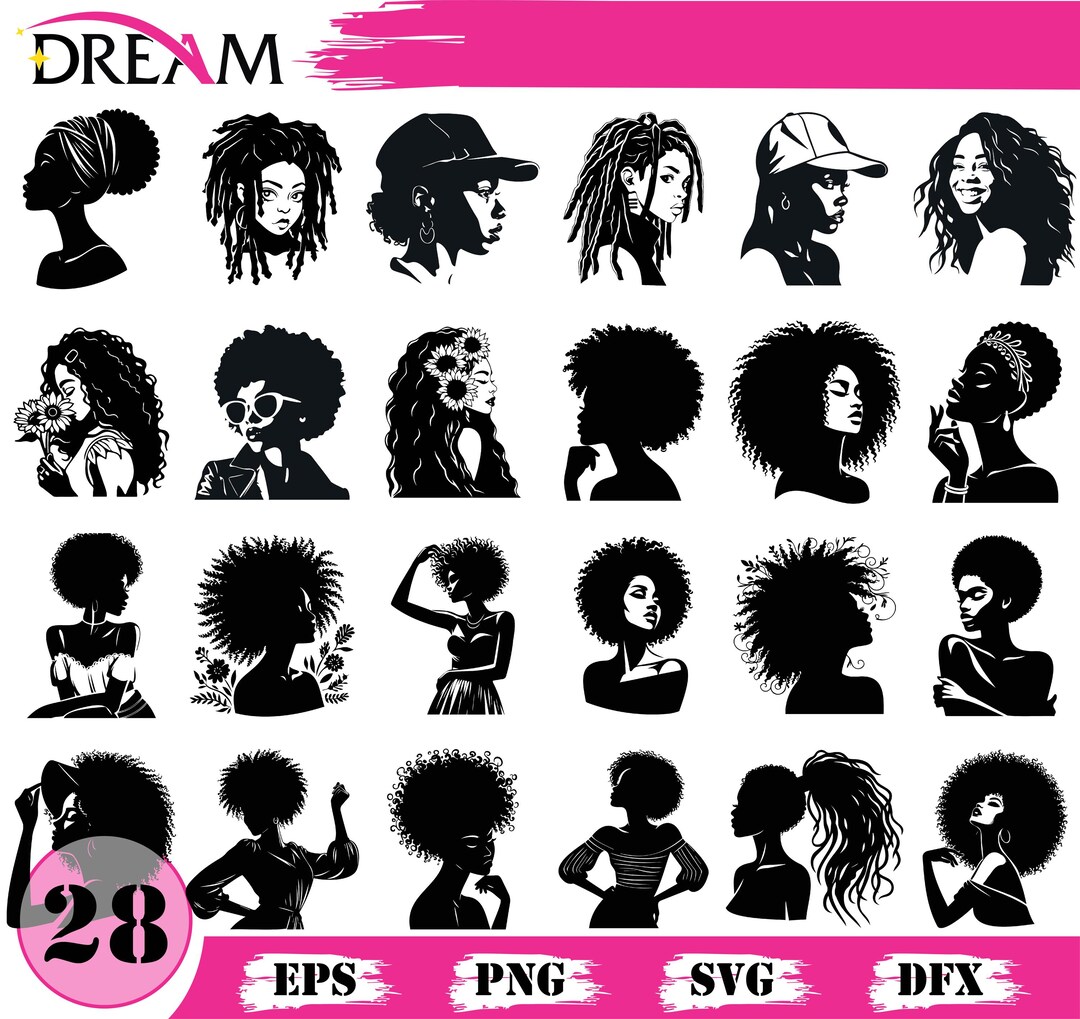 Black Woman Silhouette SVG Bundle | Afro Woman SVG | Melanin Girl ...