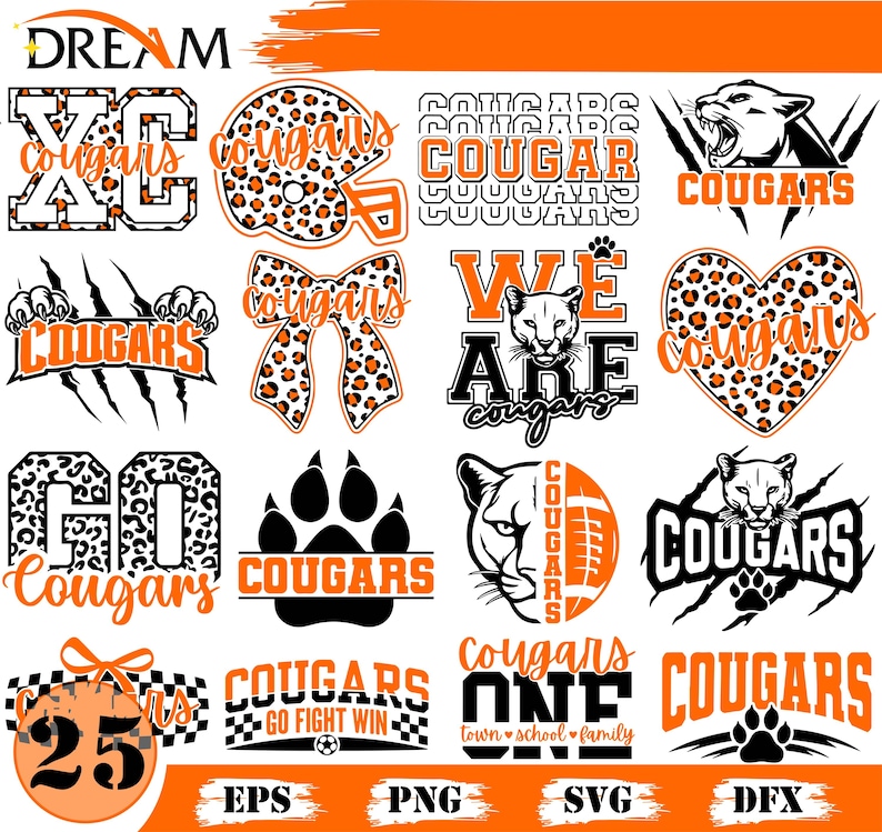 Cougars SVG Bundle | Cougar Mascot SVG PNG | School Team Cougars Shirt ...