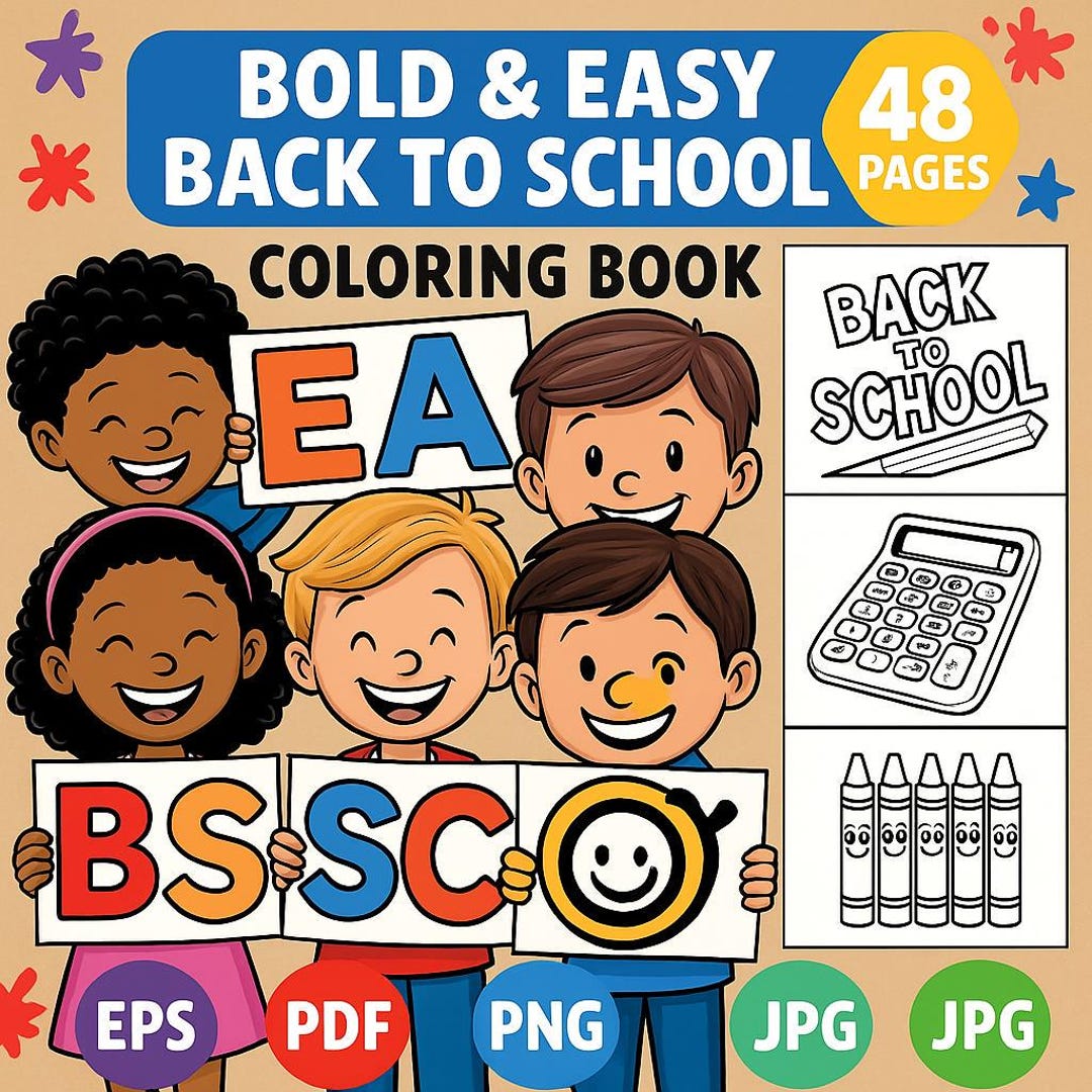 Back to School Coloring Book for Kids | Easy & Fun School Supplies ...