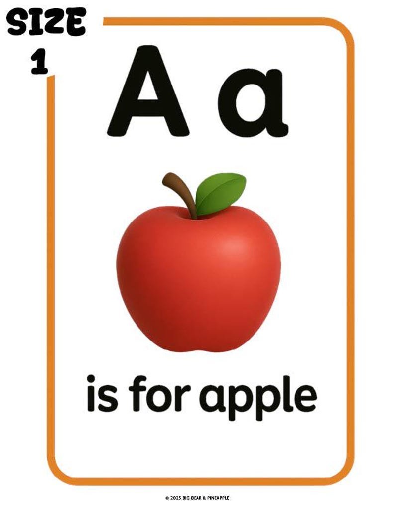 Cute 3D Beginning Sounds Flashcards A-Z (3 Sizes) – Printable Alphabet ...