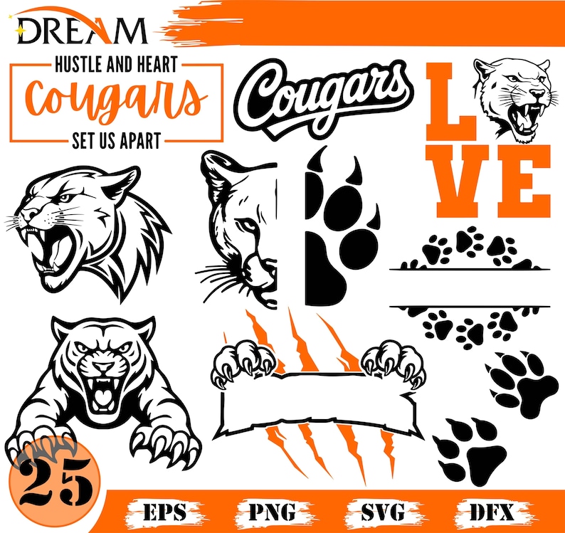 Cougars SVG Bundle | Cougar Mascot SVG PNG | School Team Cougars Shirt ...