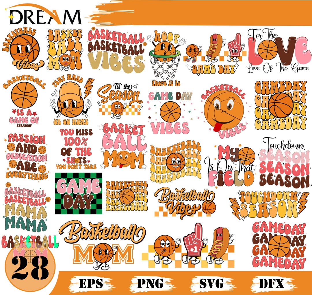 Basketball SVG Bundle 28 Designs | Basketball Mom Vibes Game Day PNG ...