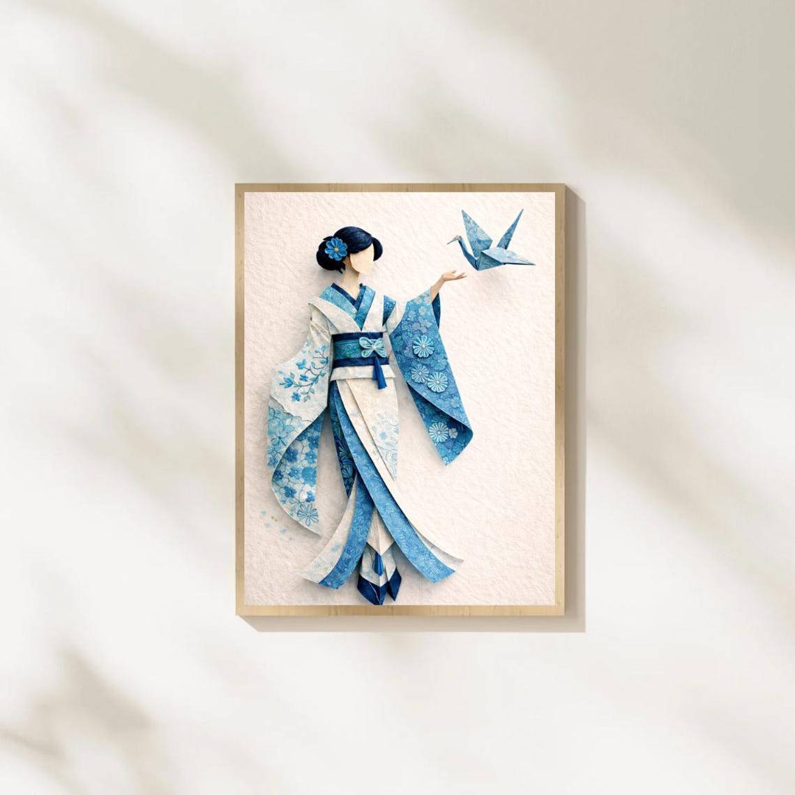 Japanese Layered Effect Poster: Geisha and Crane (digital Download) - Etsy
