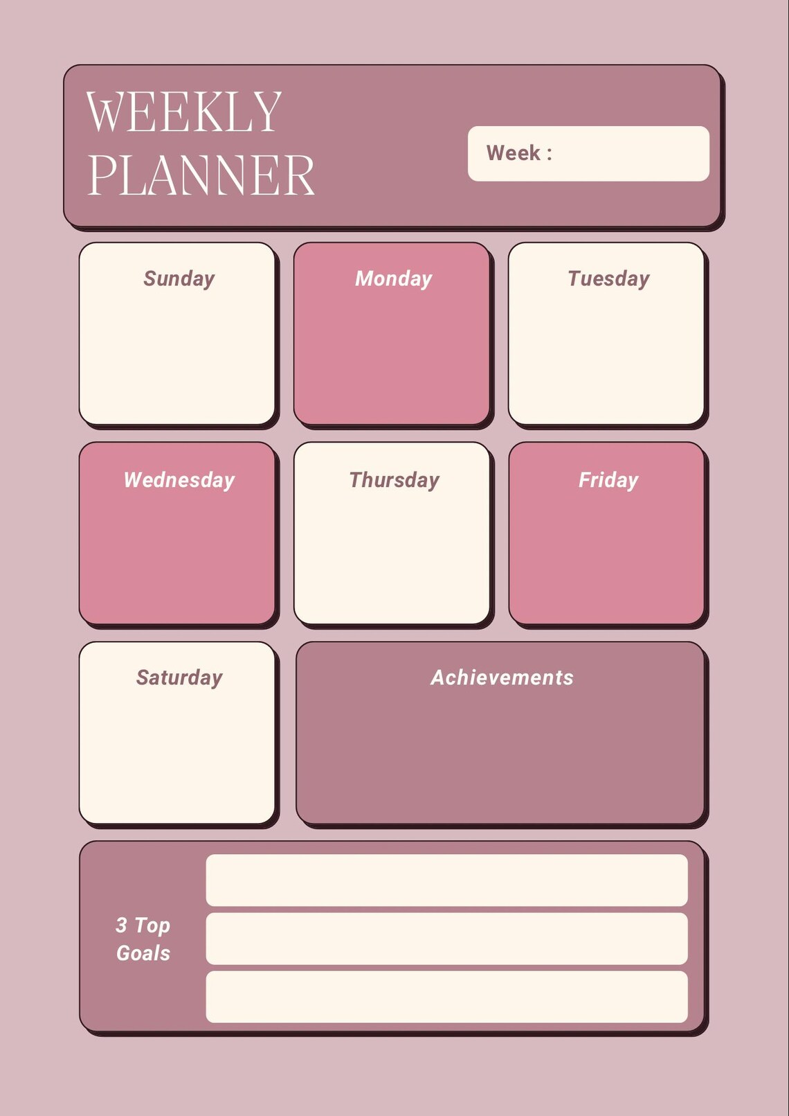 Pastel Pink Daily Planner | Printable Template (digital Download - Etsy