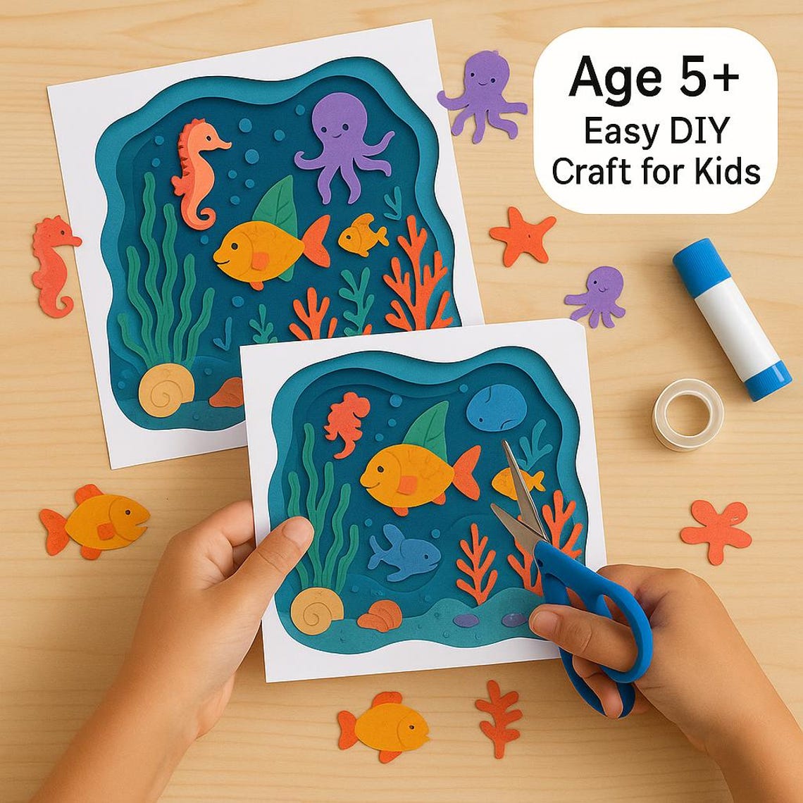 DIY Under the Sea Shadow Box: 3D Paper Cut Craft (digital Download) - Etsy