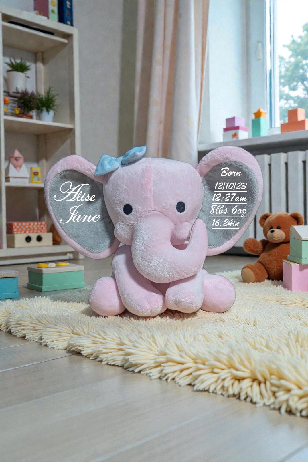 Birth Stat Personalized Plush Elephant – Baby Gift - Etsy