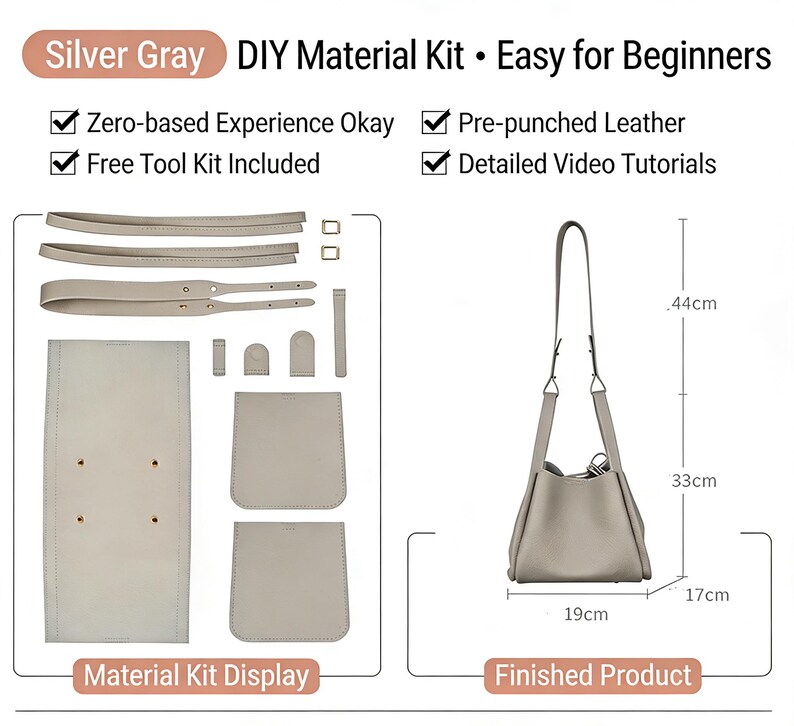 DIY Handmade Leather Shoulder Bag Kit – Beginner Hand-sewn Head-layer ...