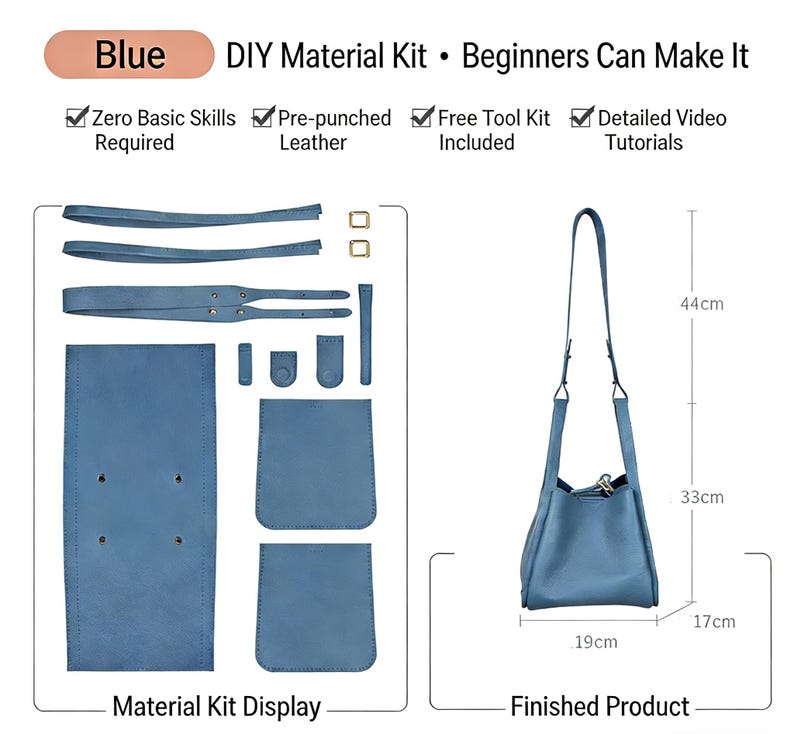 DIY Handmade Leather Shoulder Bag Kit – Beginner Hand-sewn Head-layer ...