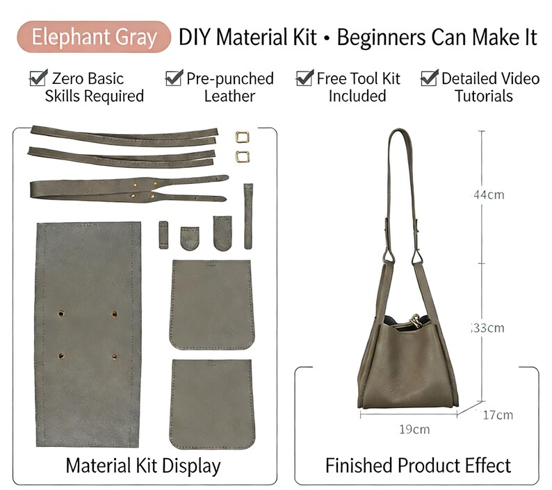 DIY Handmade Leather Shoulder Bag Kit – Beginner Hand-sewn Head-layer ...