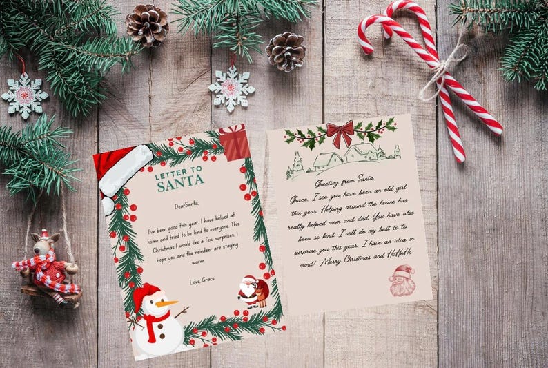 Printable Letter to Santa Kit: Fill-in Template, Reply From Santa (PDF ...